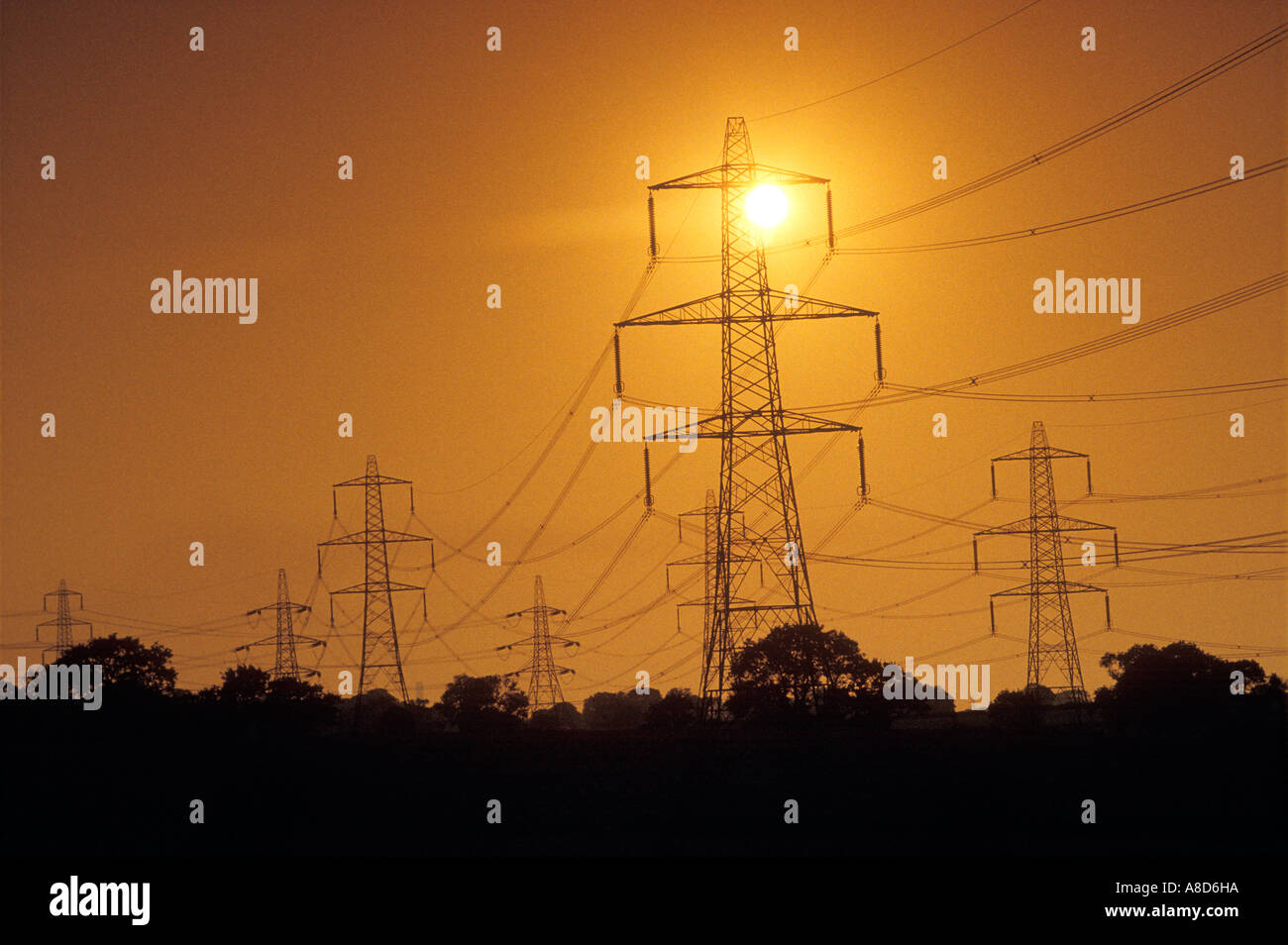 Electricity pylons at Milton, Pembrokeshire, Wales Stock Photo - Alamy
