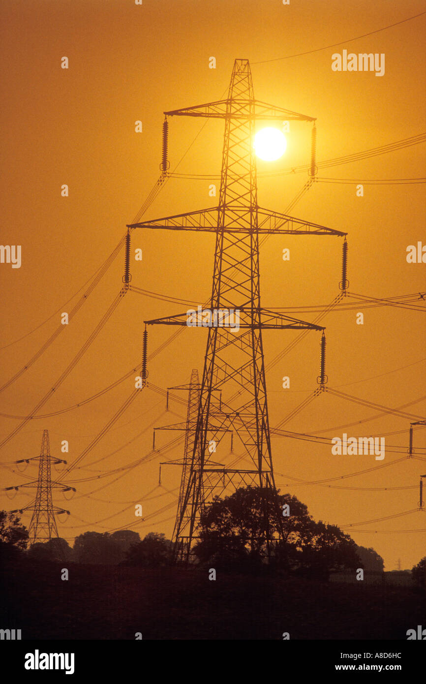 Electricity pylons at Milton, Pembrokeshire, Wales Stock Photo - Alamy