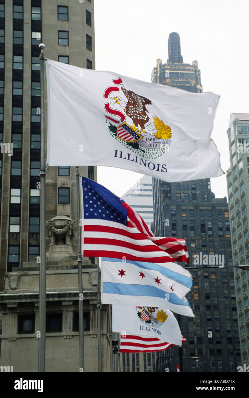 Flags chicago illinois proudly wave hi-res stock photography and images ...