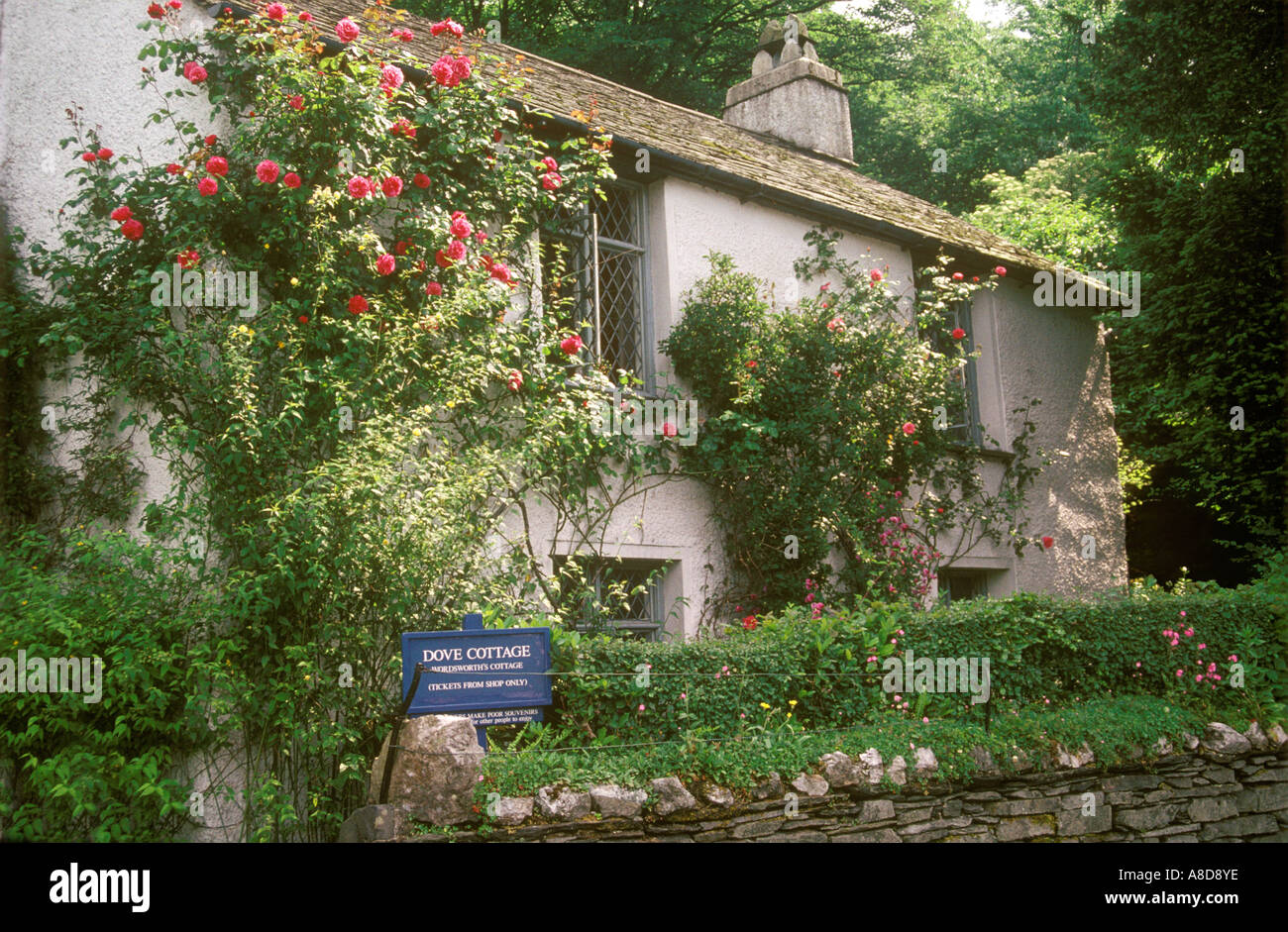 Dove Cottage, the home of William Wordsworth, at Grasmere, Cumbria ...