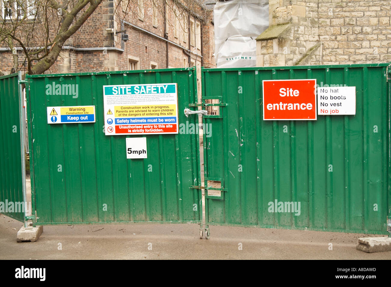 Health, and, safety, sign, signs, on, the entrance, to a building, site ...