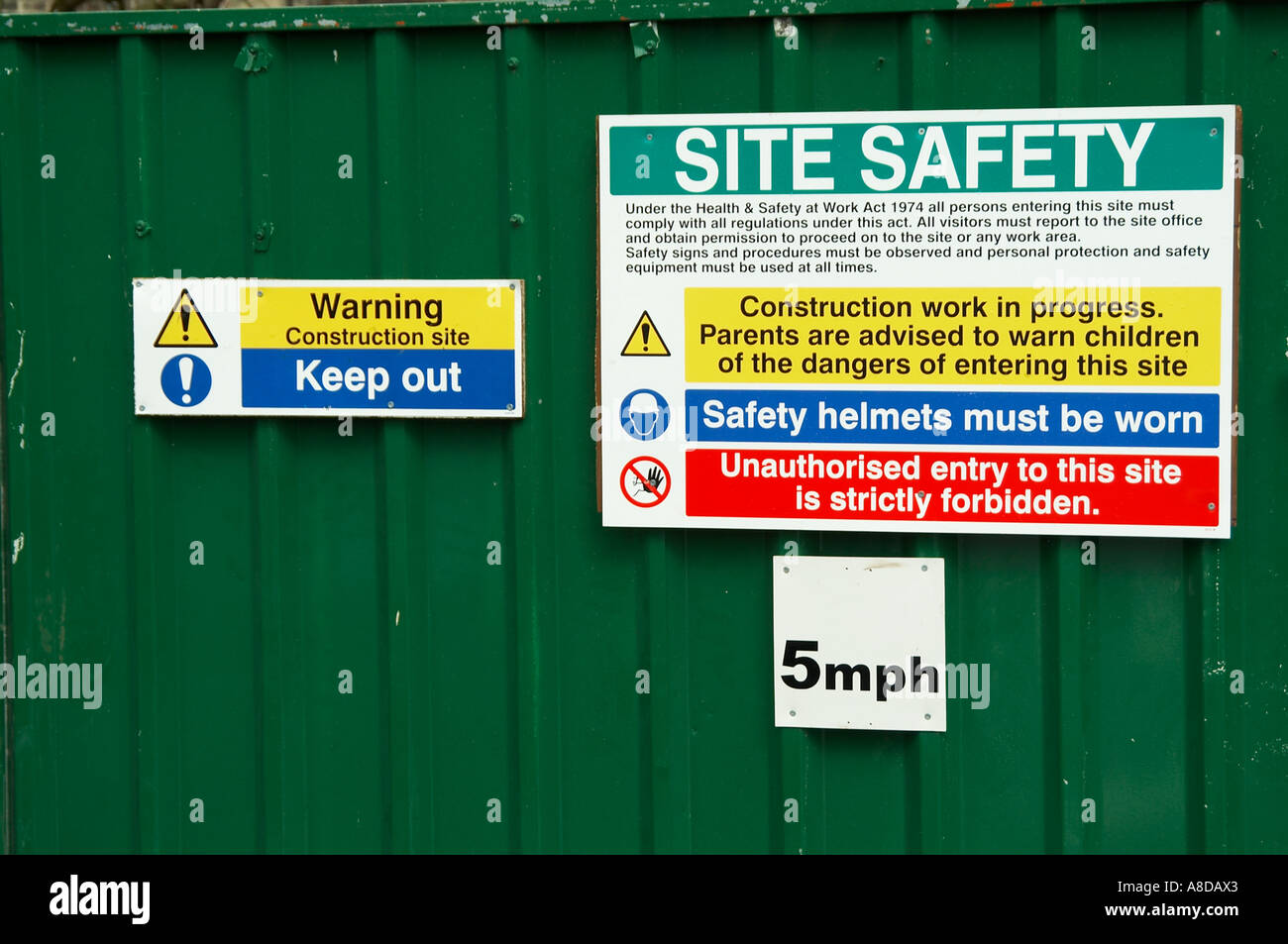 Health, and, safety, sign, signs, on, the entrance, to a building, site ...