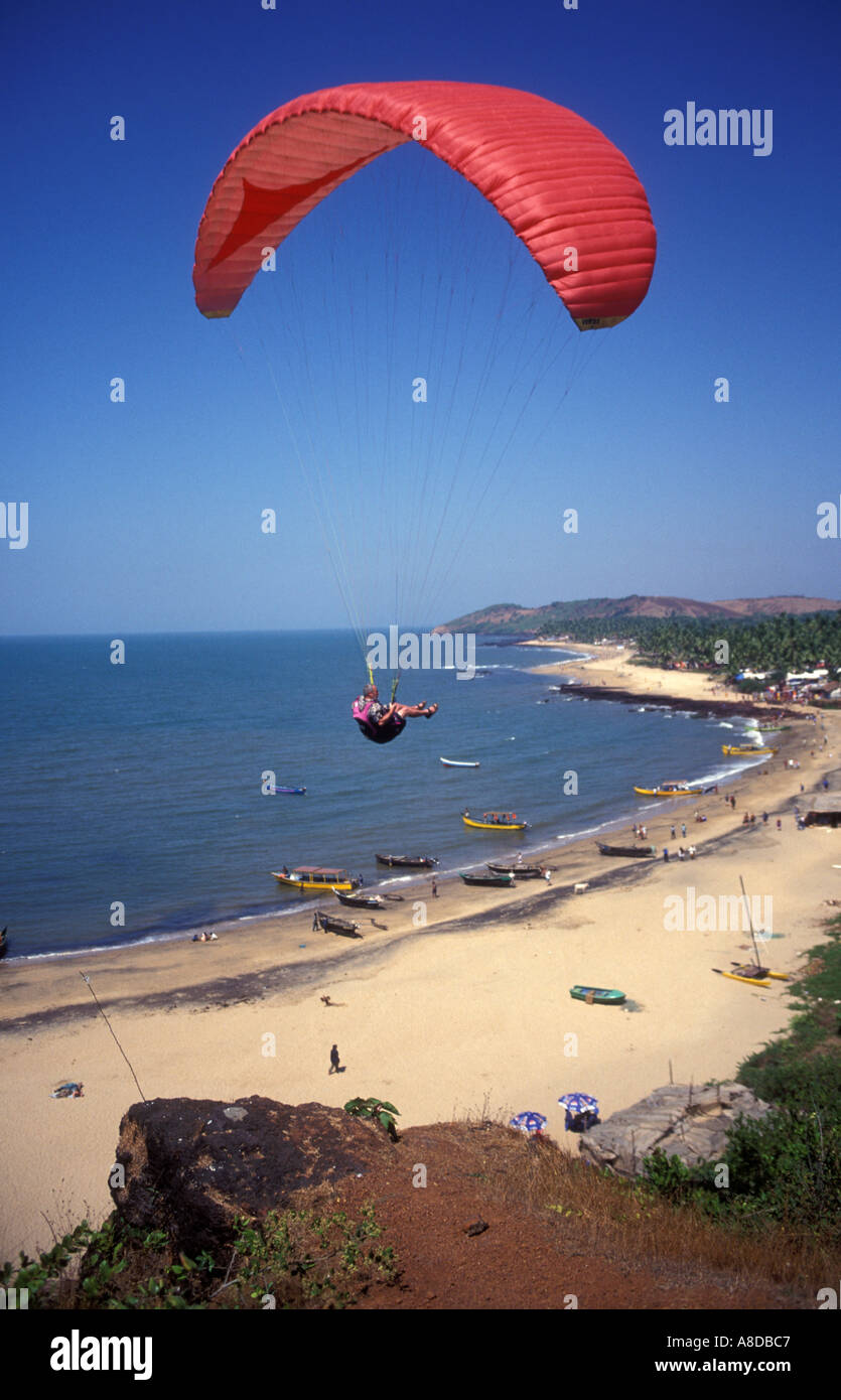Paragliding Anjuna beach Goa India Stock Photo - Alamy