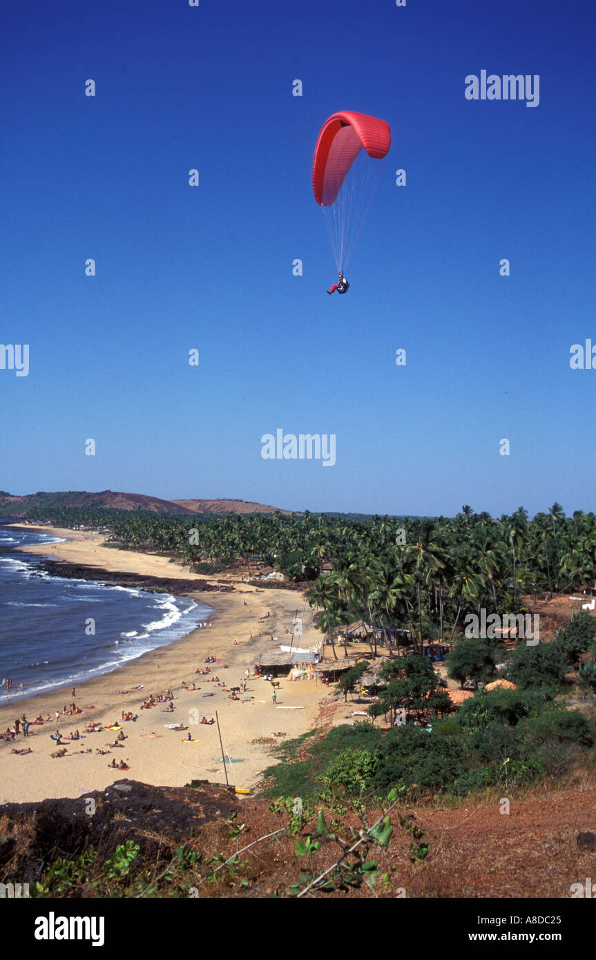 Paragliding over Anjuna beach Goa India Stock Photo - Alamy