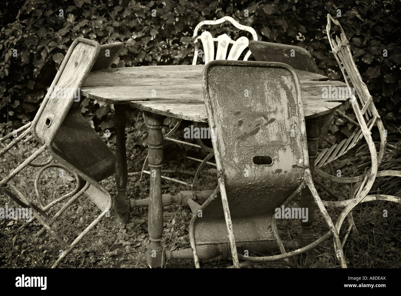 "See you next year?" A set of long-abandoned table and chairs in a ...