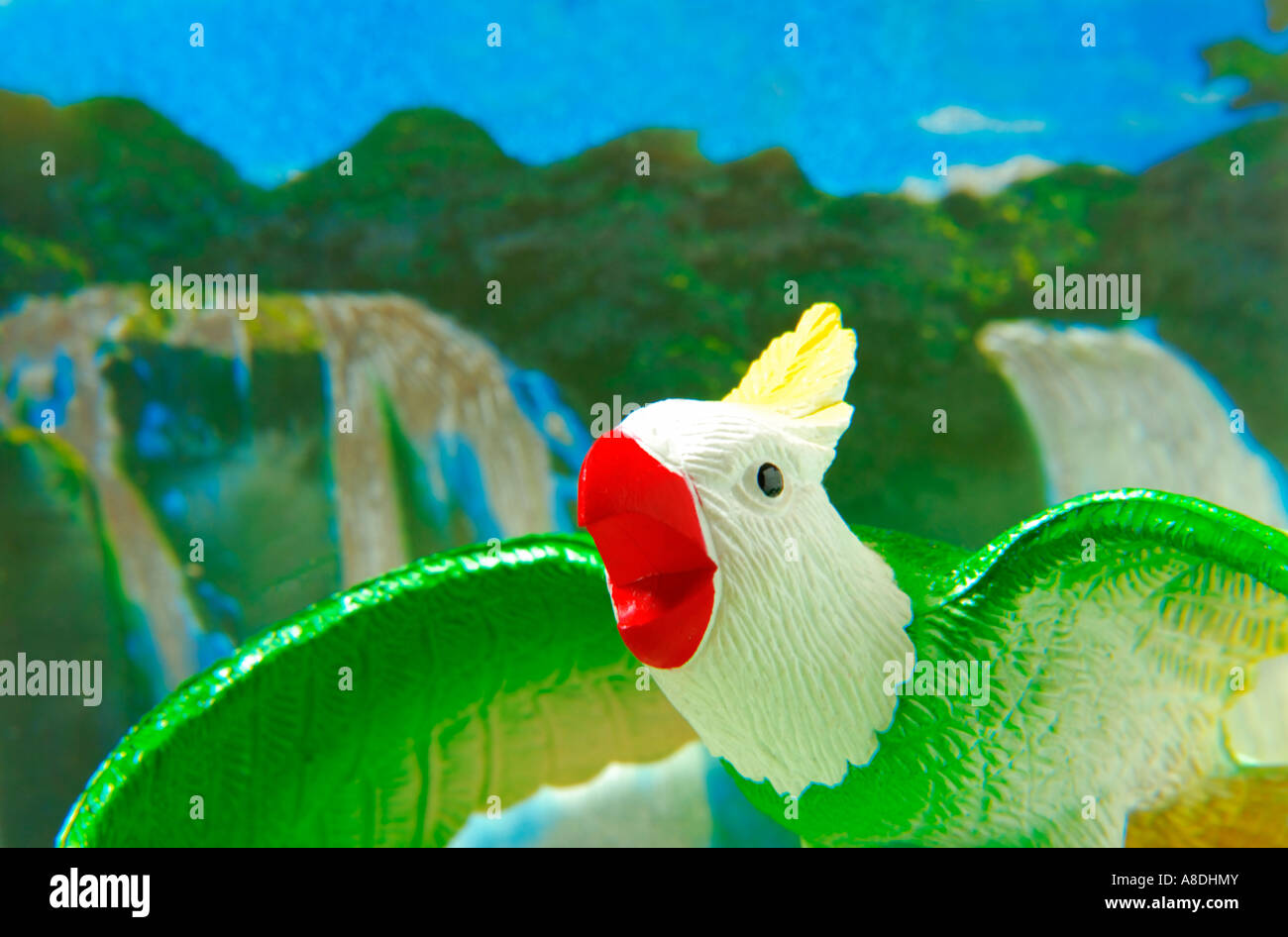 Fake Cockatoo Over Fake Waterfalls Stock Photo - Alamy