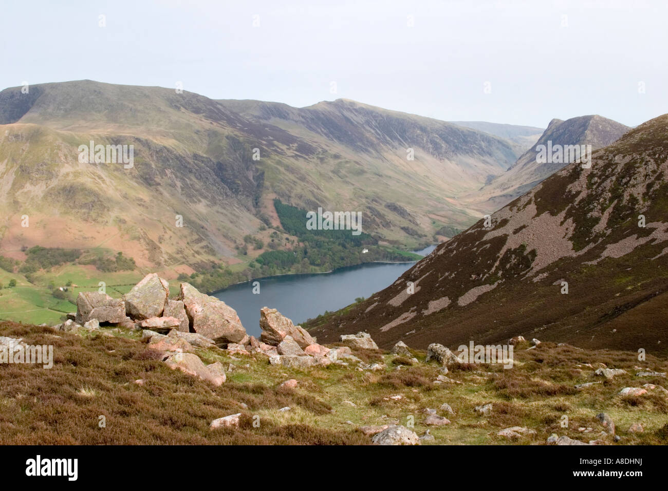 Buttermere from Red Pike area The Lake District Cumbria England April ...