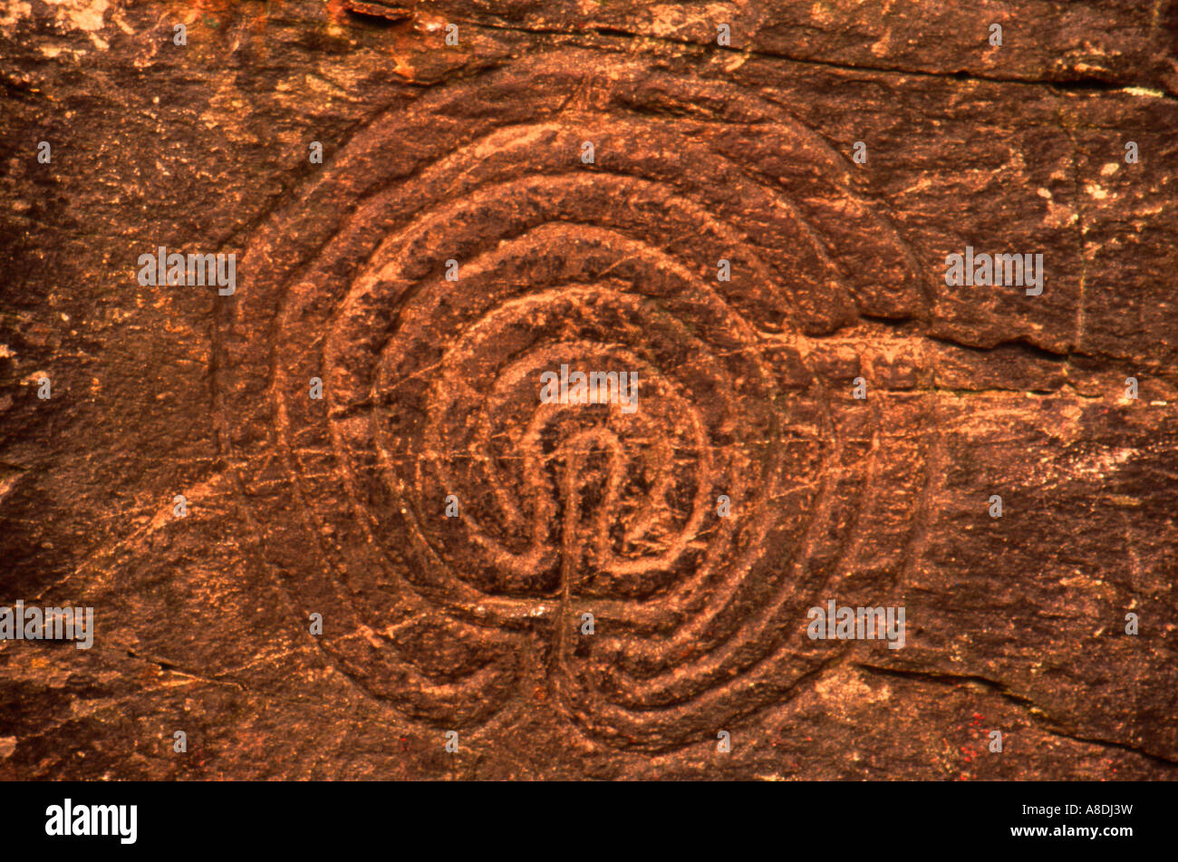 Ancient Rock Carving in the Rocky Valley Cornwall Stock Photo - Alamy