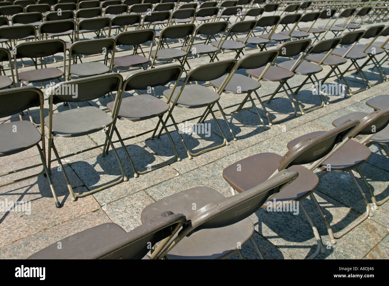 Rows of folding chairs set up for an outdoor event Ottawa Canada Stock ...