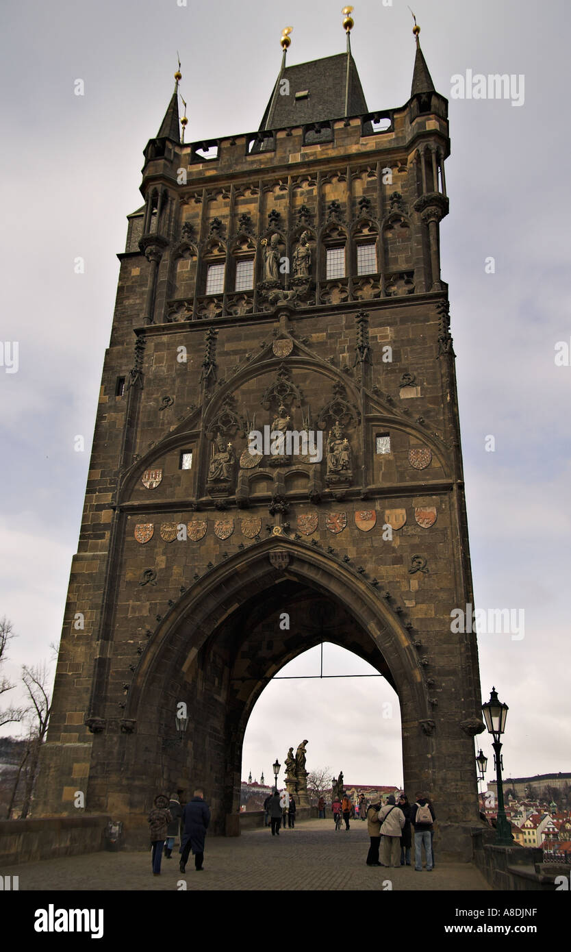 Tourists cross charles bridge hi-res stock photography and images - Alamy