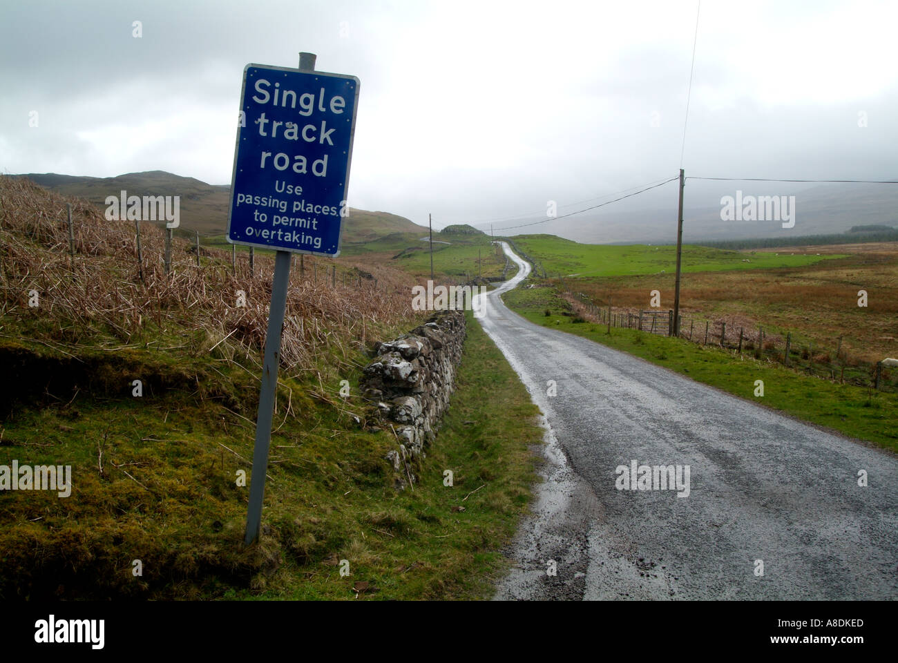 Road single track solitary highway lane roadway track view hills Isle ...