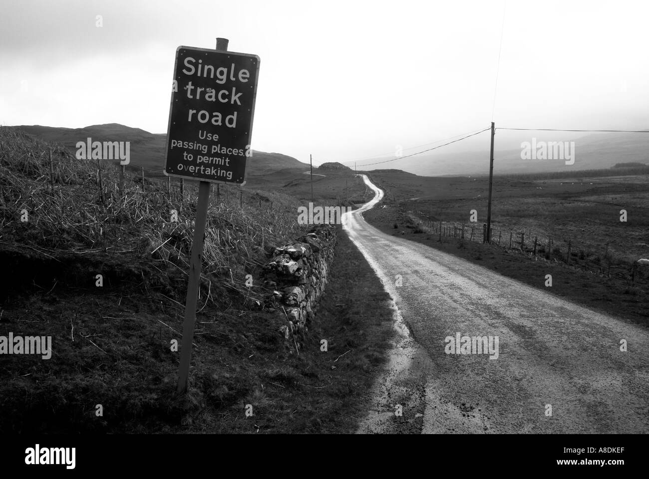 Single track road with passing places Black and White Stock Photos ...
