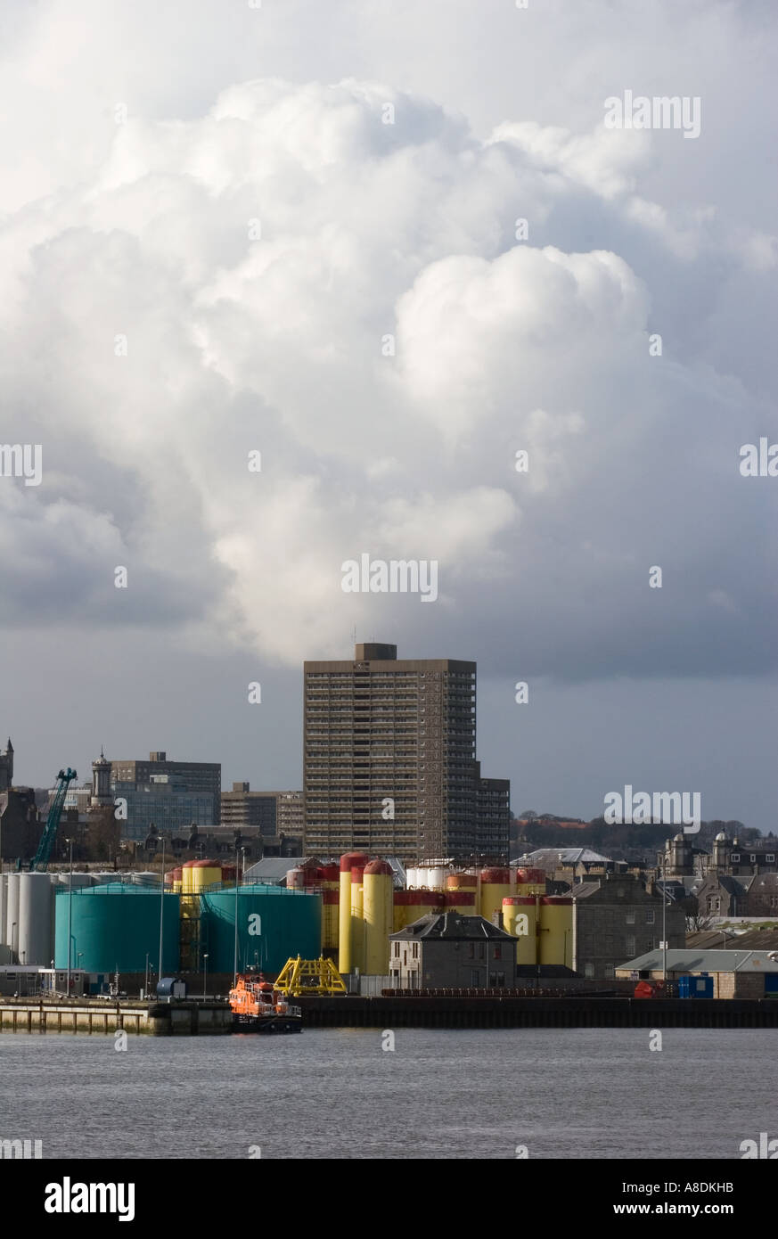Skyline of Aberdeen, quayside, deep-water berths, world-class sea port ...