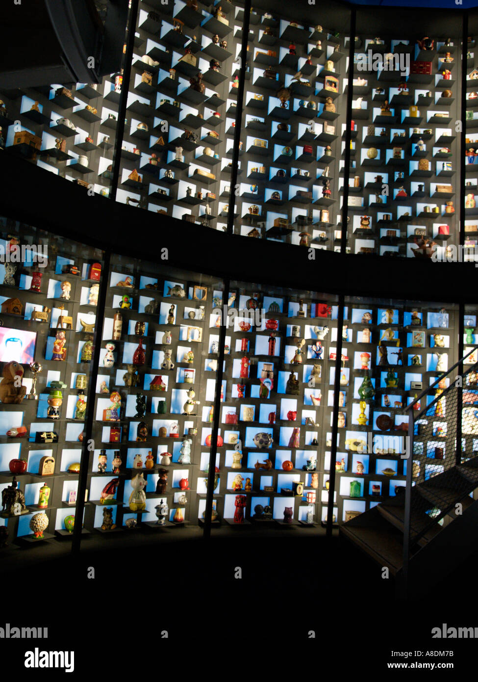 Museum display of an exhibition about collecting with hundreds of money ...