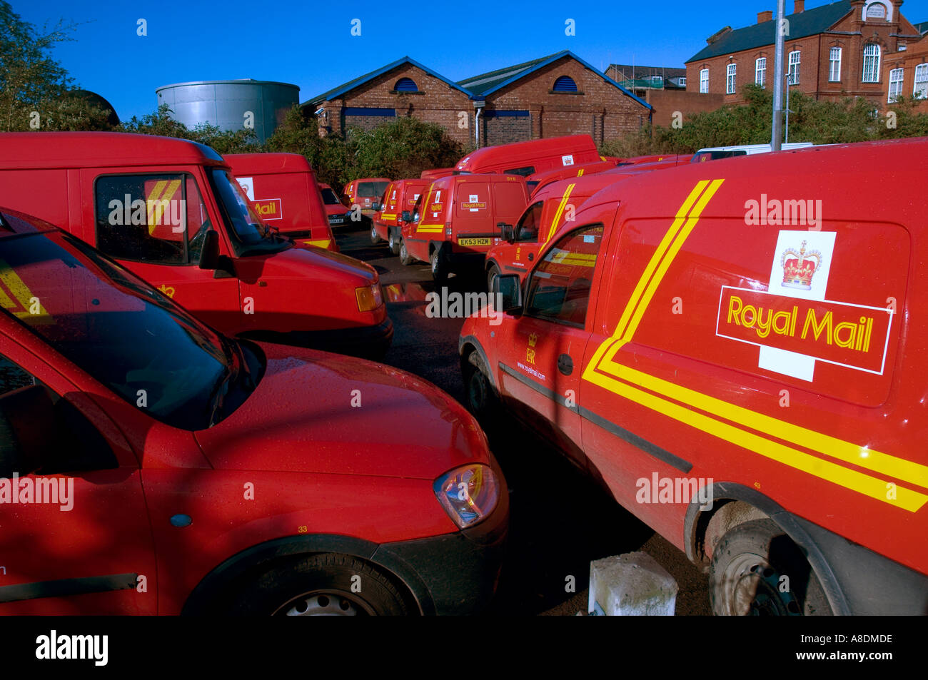 Royal Mail vans parked at a depot Stock Photo - Alamy