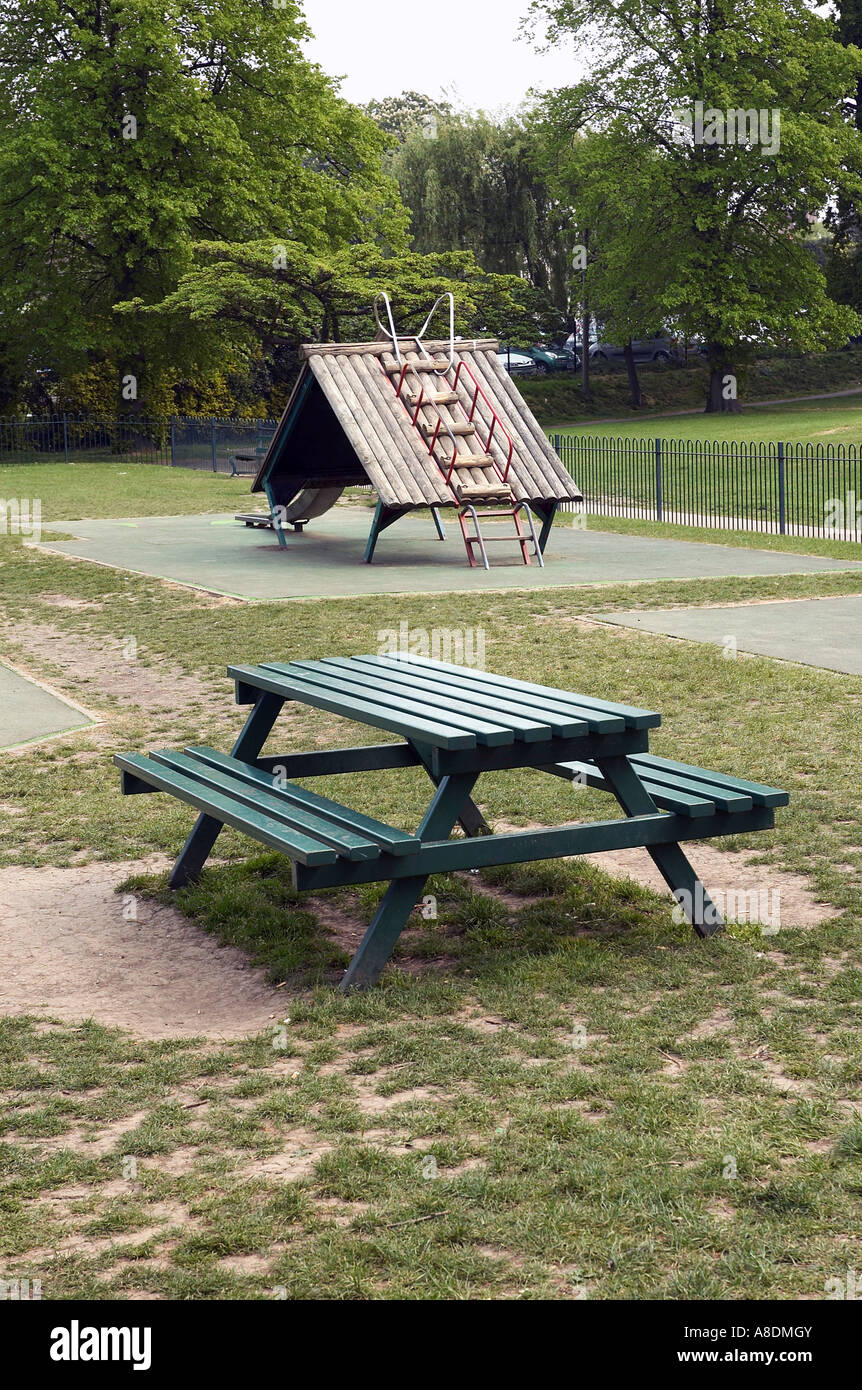 Children's play equipment in a playground in Enfield, North London ...