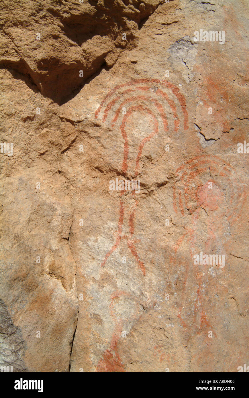 An old indian pictograph painted on a cliff face on the Tohono O dham ...