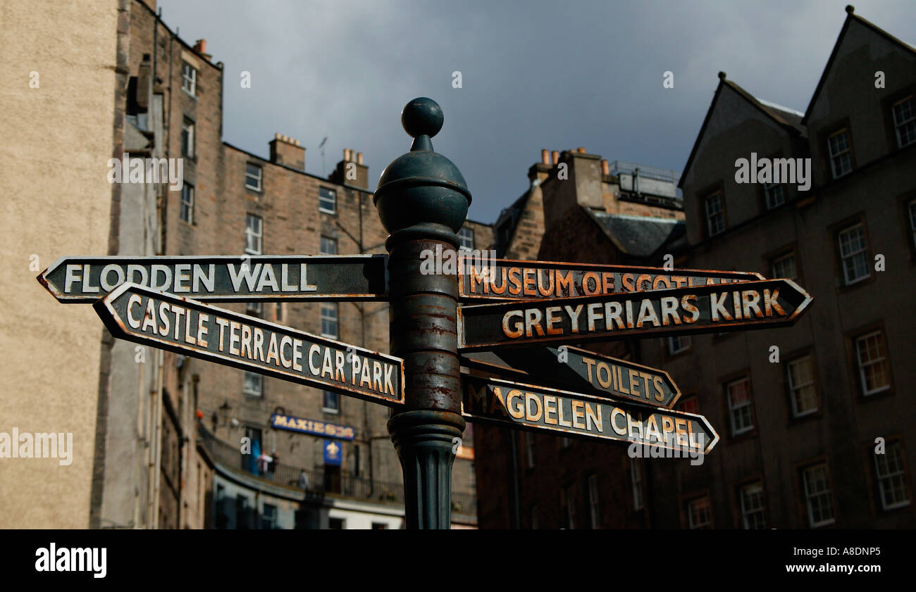 Edinburgh Scotland street Signpost old town Grassmarket Stock Photo - Alamy
