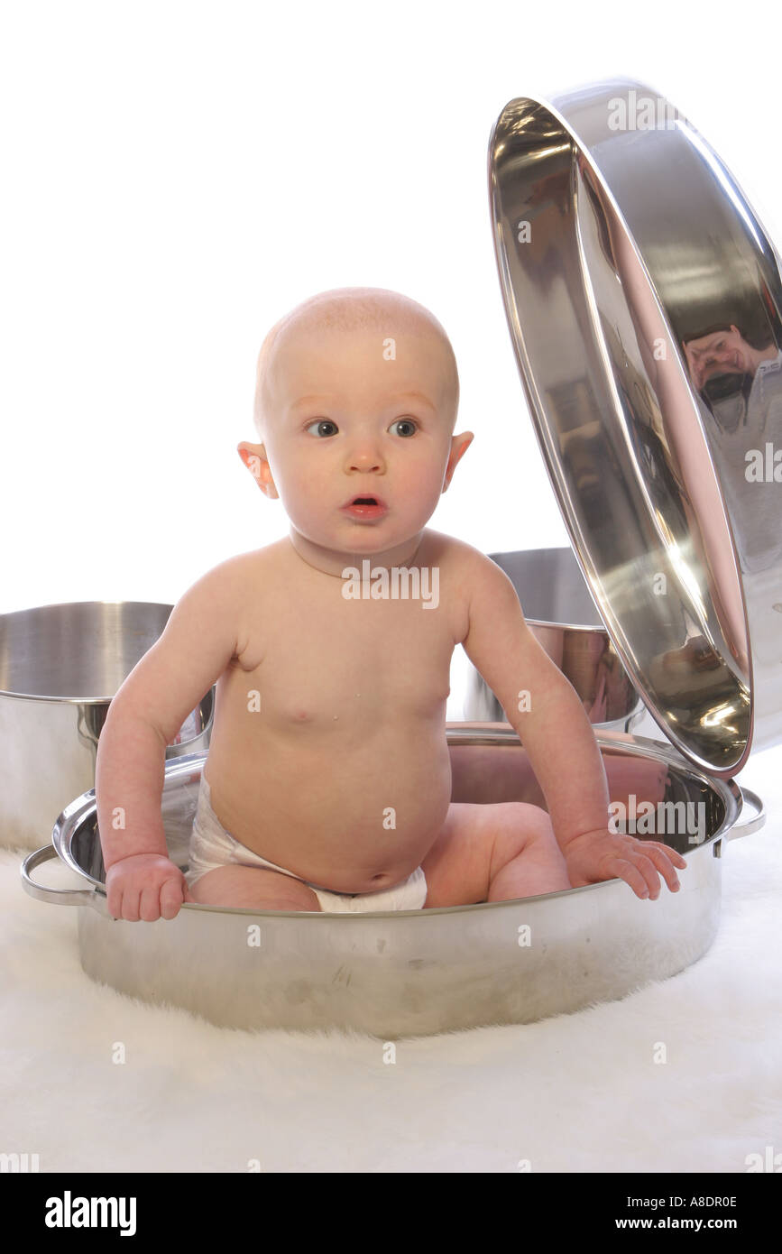 Baby in Pot Stock Photo - Alamy