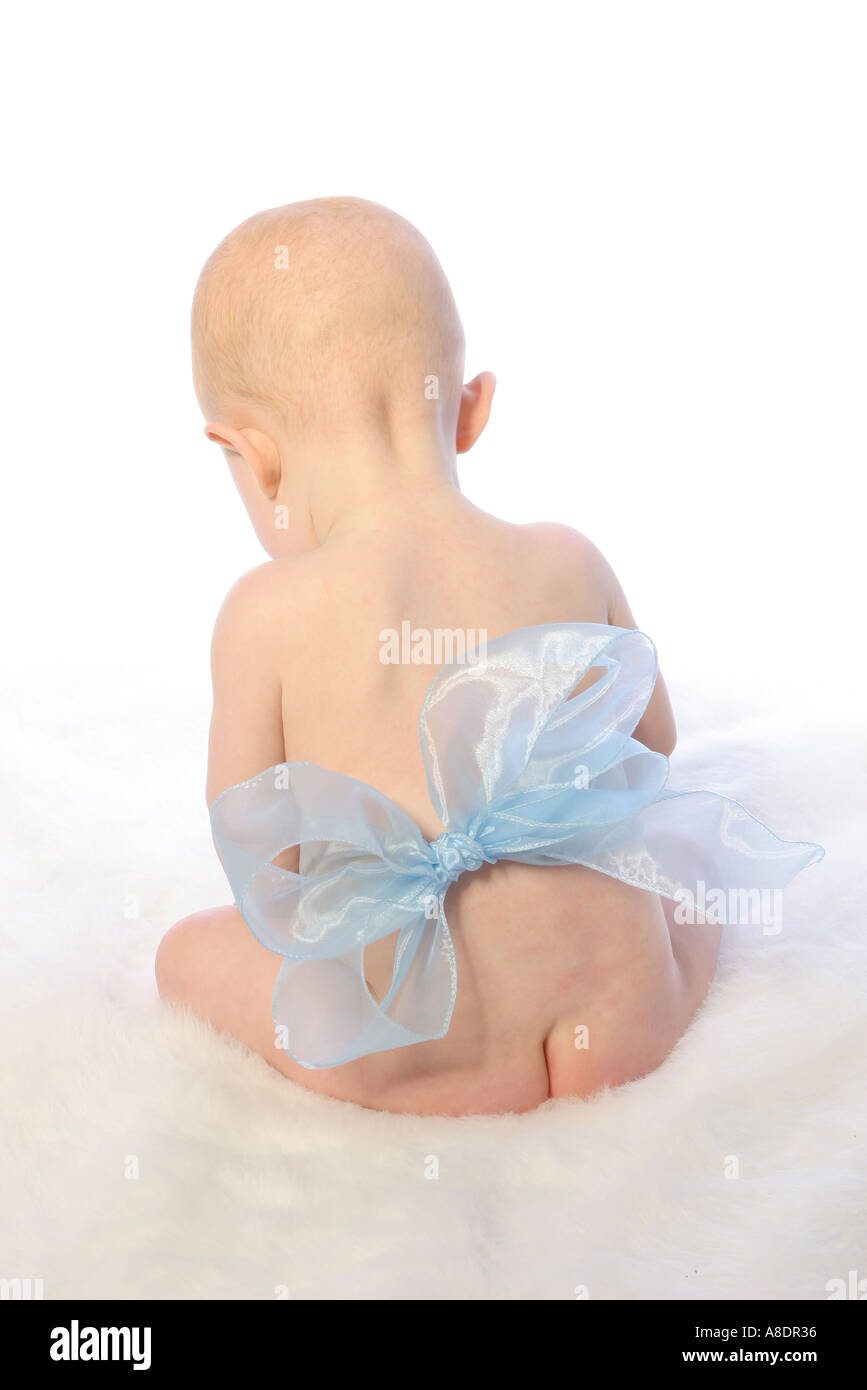 Baby in Blue Ribbon 2 Stock Photo - Alamy
