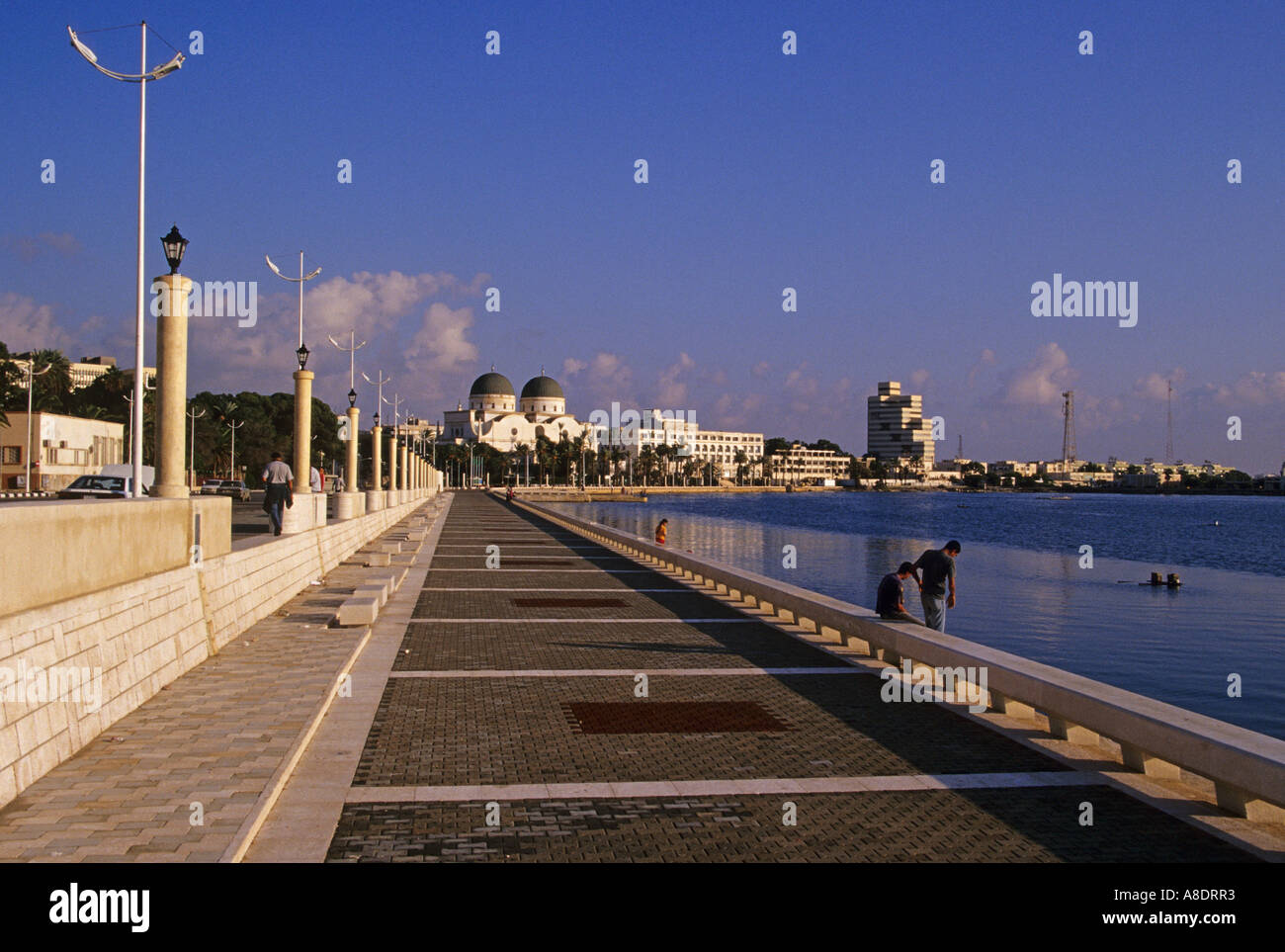 waterfront and mosque former italian cathedral in Benghazi Libya Stock ...