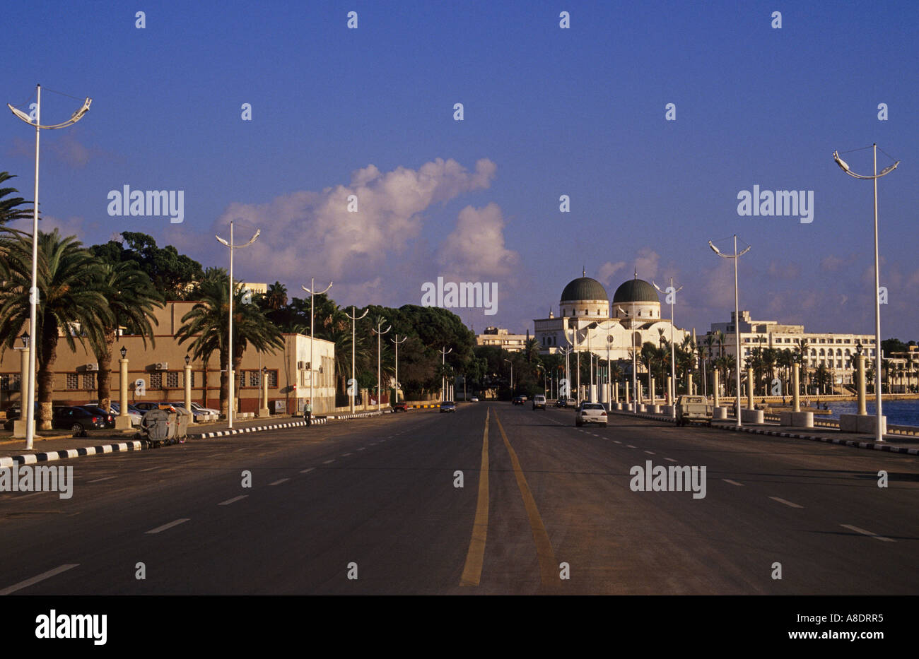 boulevard and the mosque former italian cathedral in Benghazi Libya ...