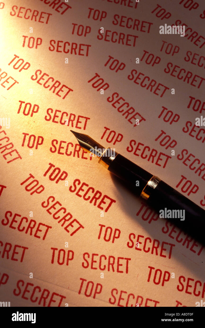 Top secret file and pen Stock Photo - Alamy