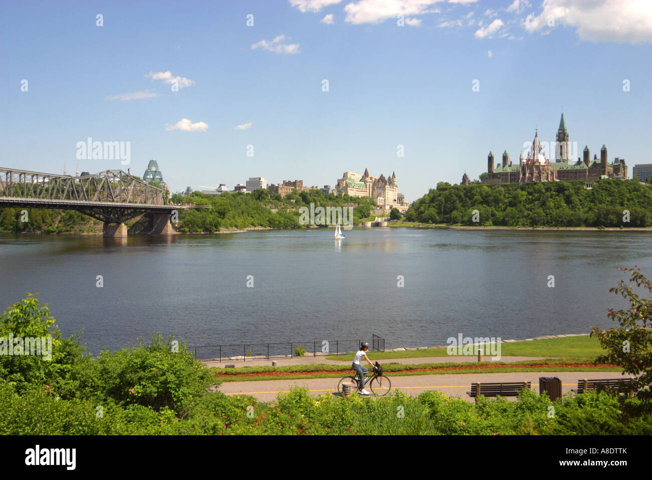 View across the Outaouais Ottawa River from the Museum of Civilisation ...