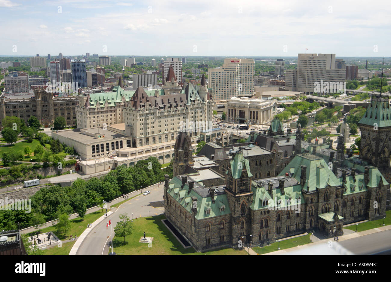 Aerial view across Ottawa from Canadian Parliament building Stock Photo ...