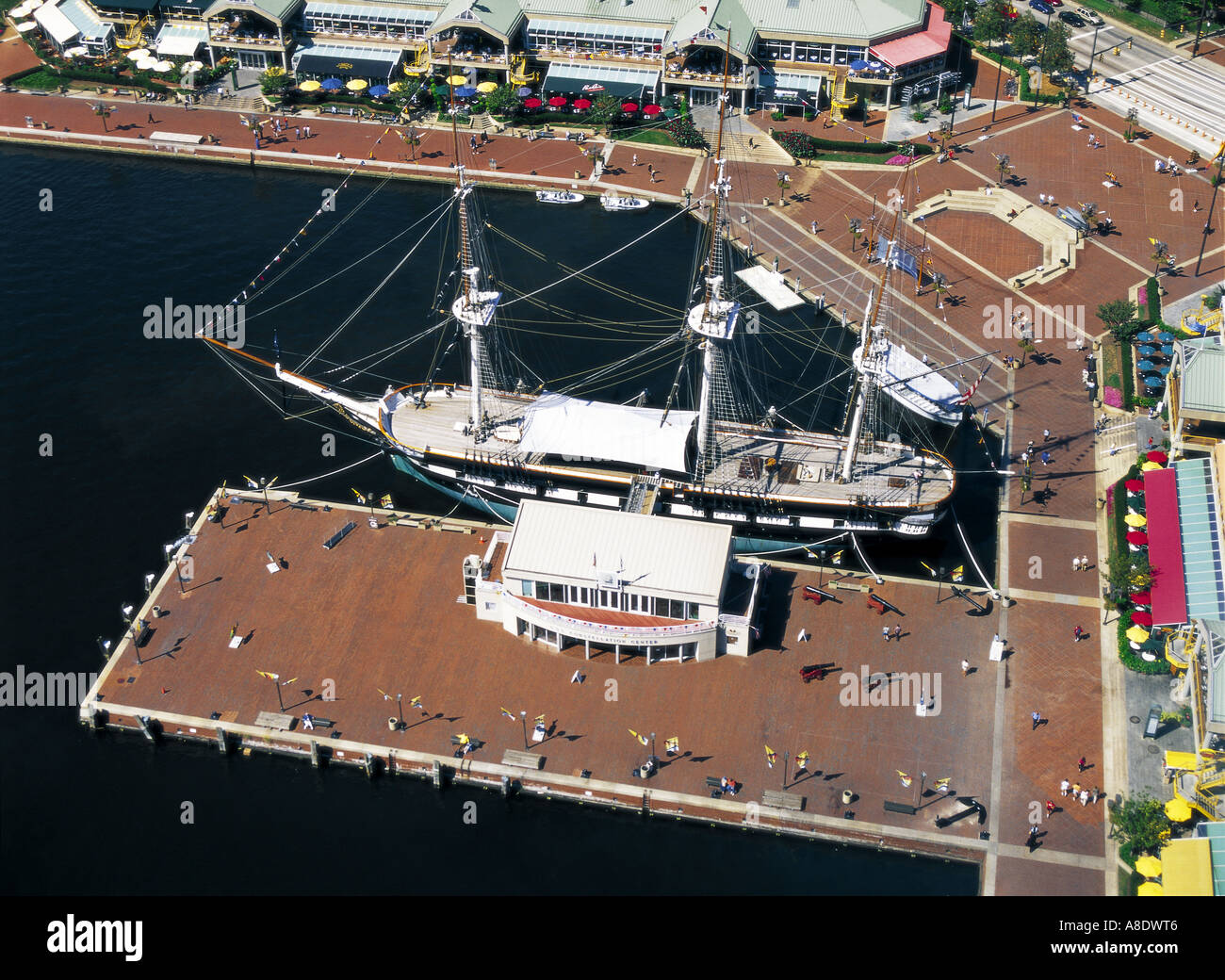 Aerial View of Baltimore Inner harbor from WTC Baltimore Maryland USA ...