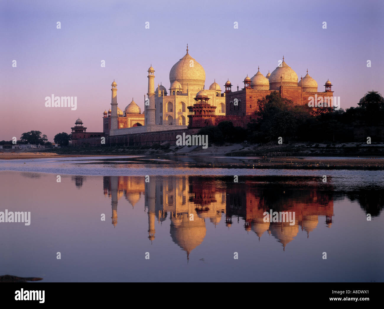 Sunset at Yamuna River and Taj Mahal Agra India Stock Photo - Alamy