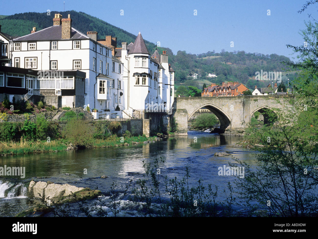 Llangollen Royal Hotel River Dee Bridge and Town Wales Neil Holmes ...