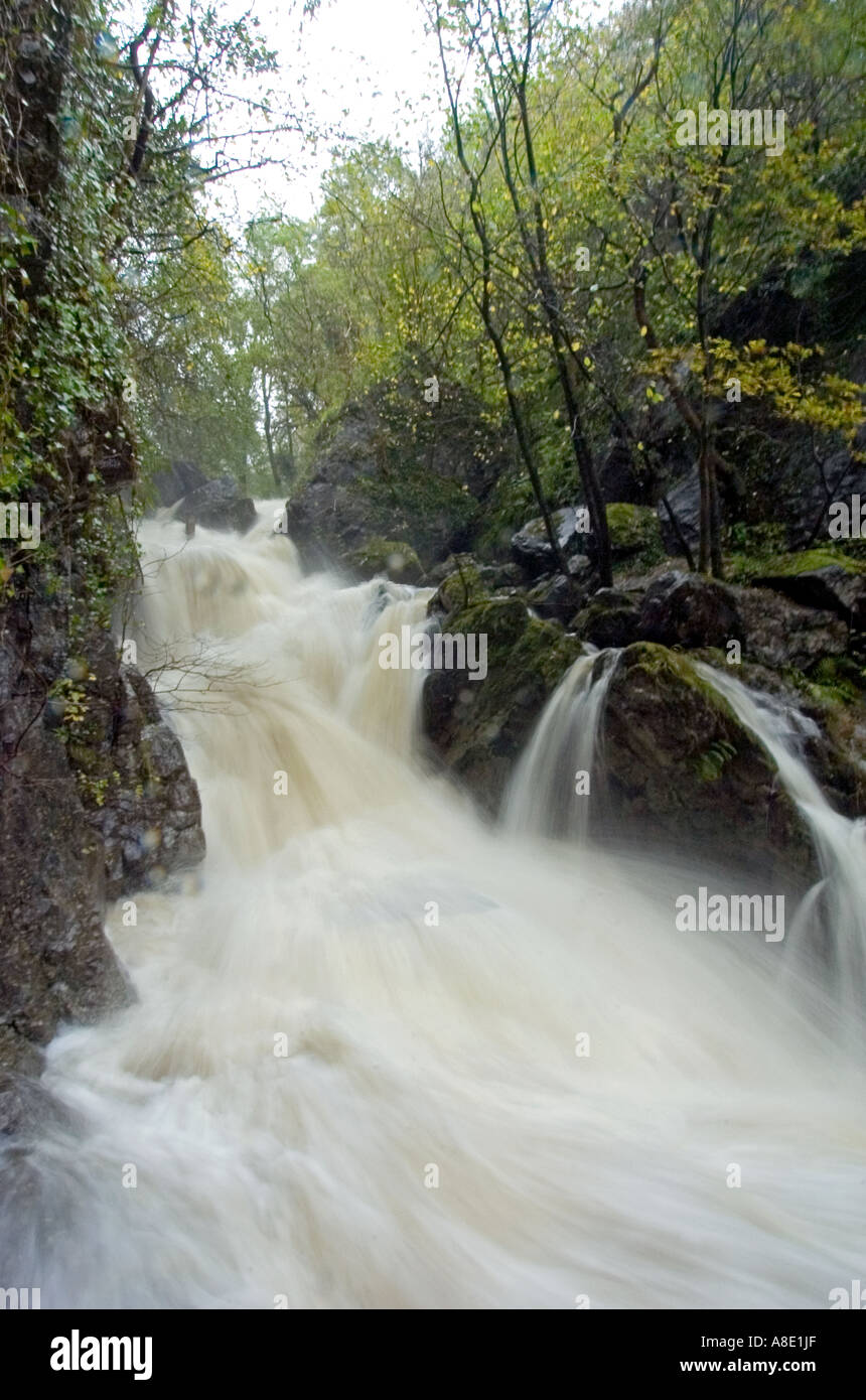Fast flowing river in the upper Neath valley at the end of the walk ...