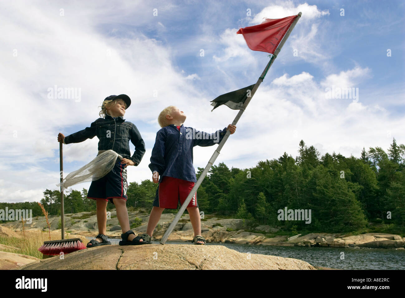 Norway children whit flag Stock Photo - Alamy