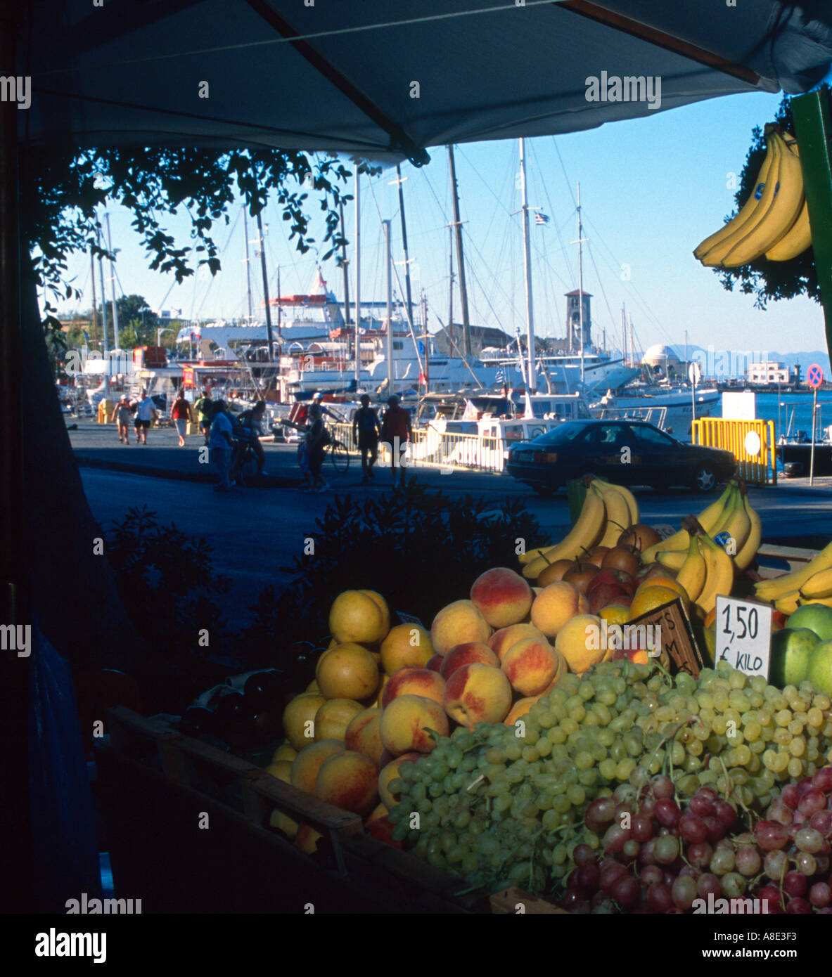 Market stall by the harbour Rodos New Town Rhodes Greece Stock Photo ...