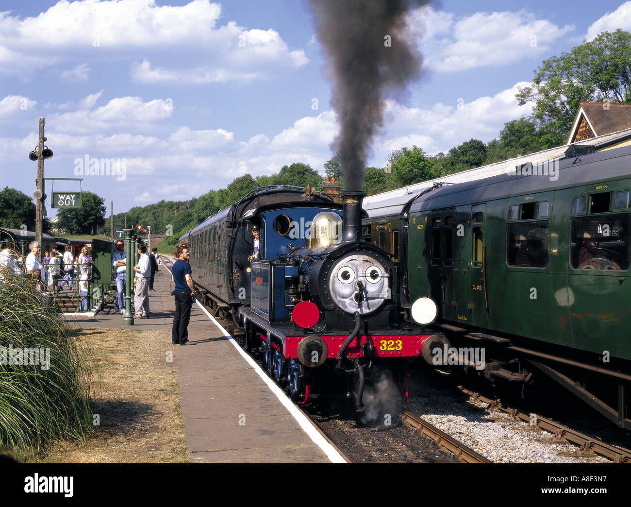 Summer hobby smoke blue sky child railway railroad station locomotion ...
