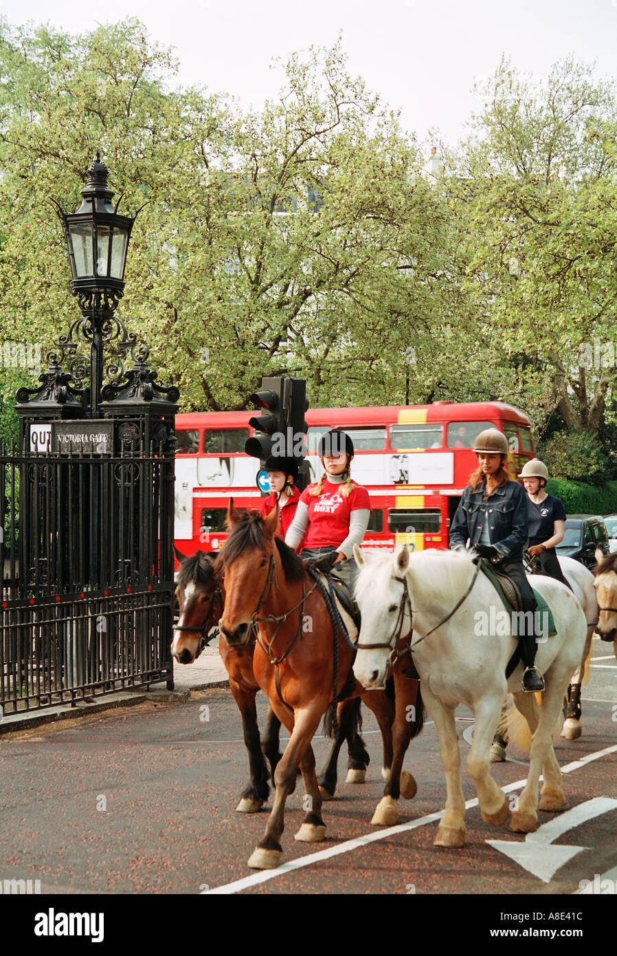 Horse riders Kensington Gardens London England UK Stock Photo - Alamy