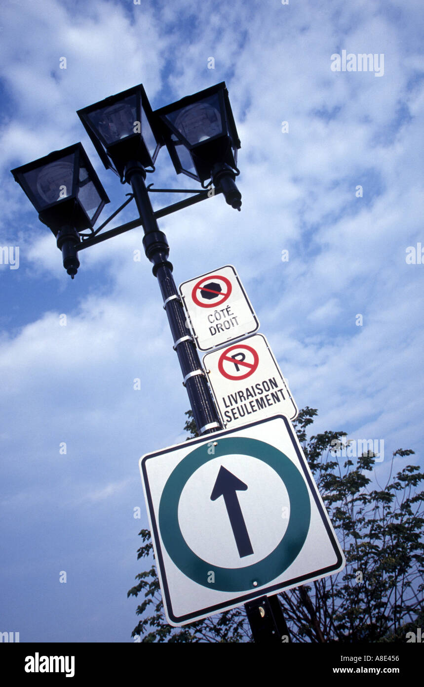 Street signs canada montreal quebec Stock Photo - Alamy