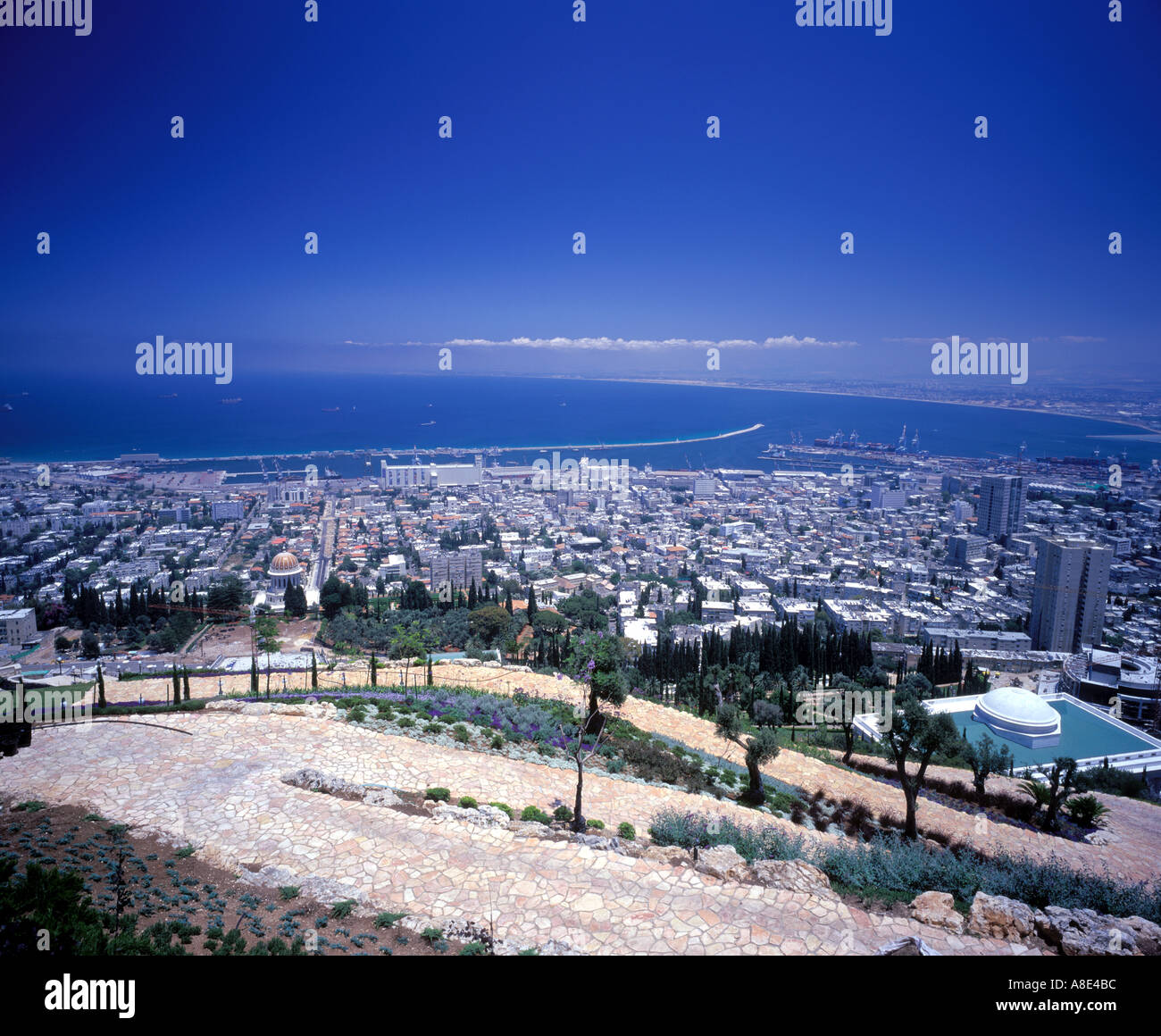 View overlooking the port of Haifa in Israel Stock Photo - Alamy