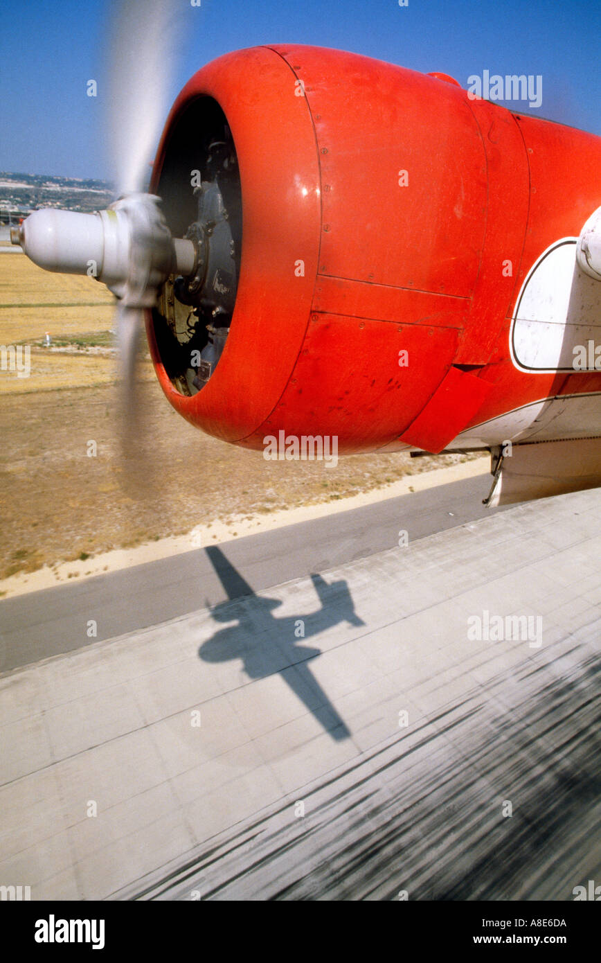 Canadair firefighting water bomber airplane's engine with the aircraft ...