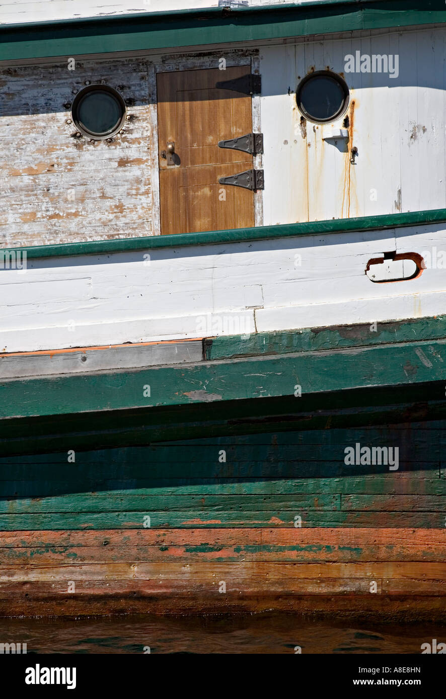 Faded paintwork on hull of wooden boat Seattle USA Stock Photo - Alamy