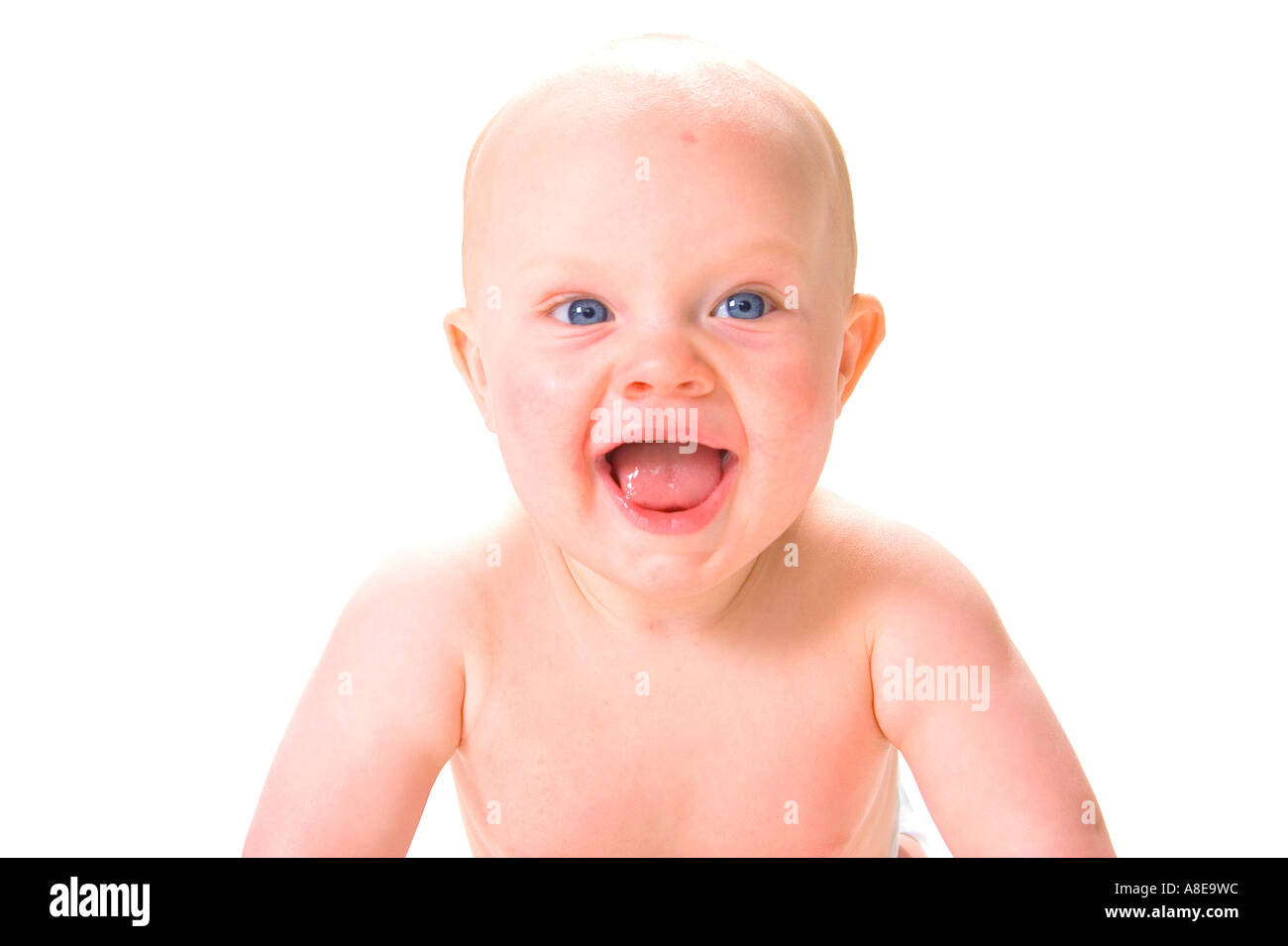 seven month old baby laughing Stock Photo - Alamy