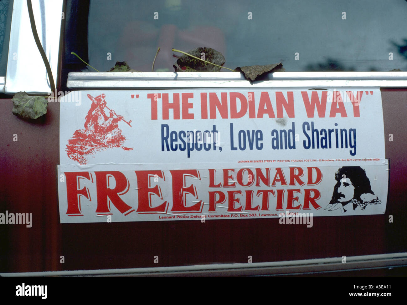 Native American (AIM) bumper sticker at Fort Snelling State Park Pow ...