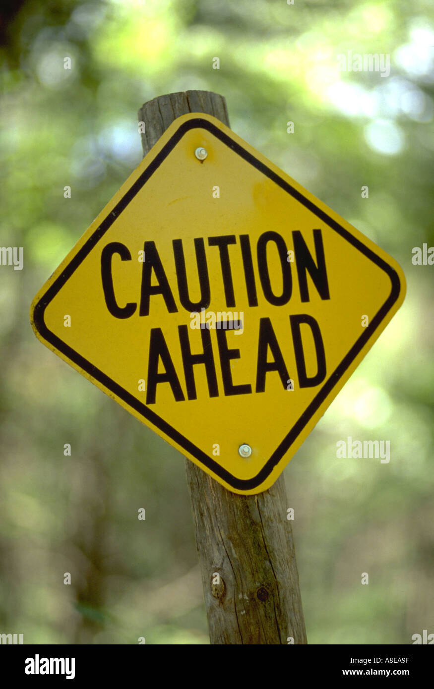 Caution Ahead sign. Danbury Wisconsin USA Stock Photo - Alamy
