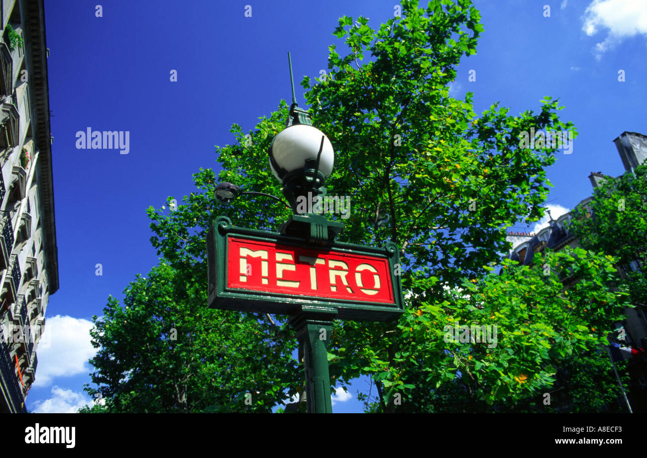 Paris subway metropolitan entry sign in the street Stock Photo - Alamy