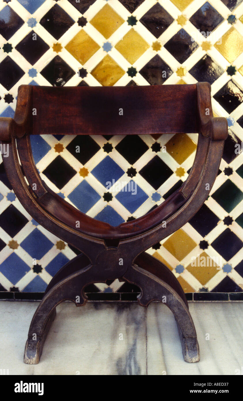 Chair against tiles in alhambra hi-res stock photography and images - Alamy