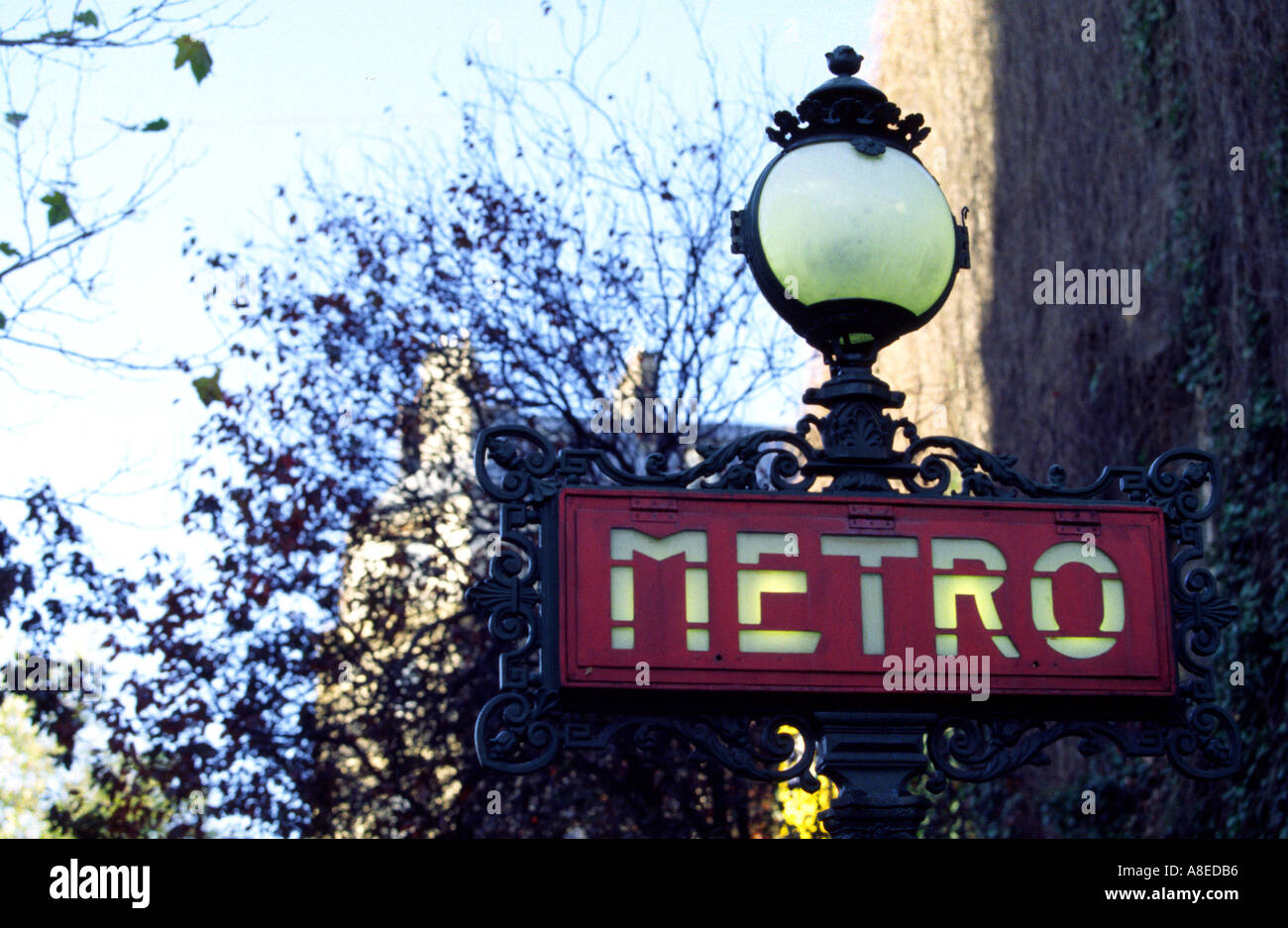 Paris subway metropolitan entry sign in the street Stock Photo - Alamy