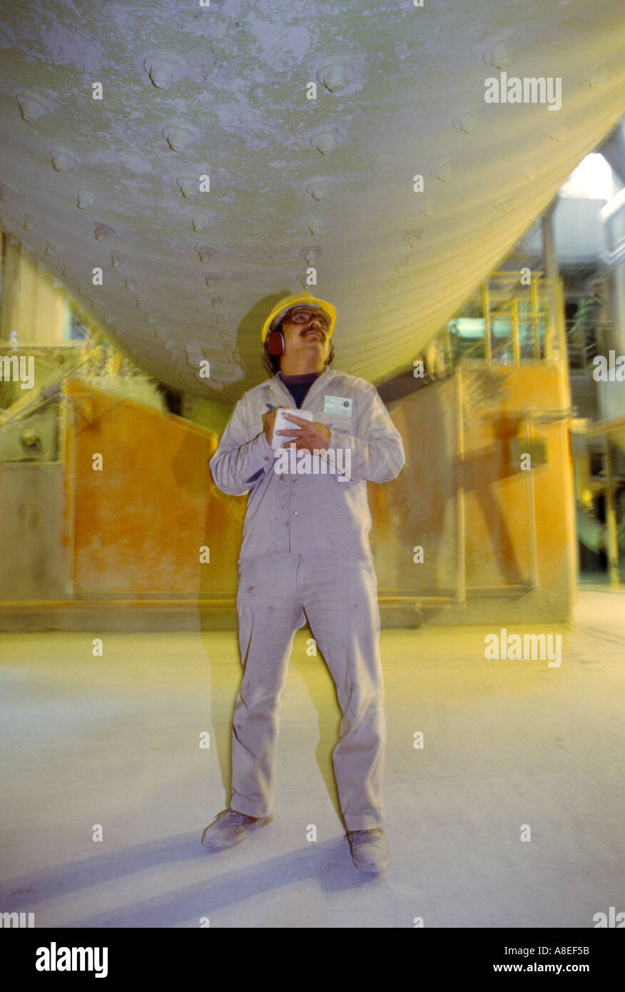 Worker at the Cemex cement plant in Monterrey Nuevo Leon Mexico Stock ...