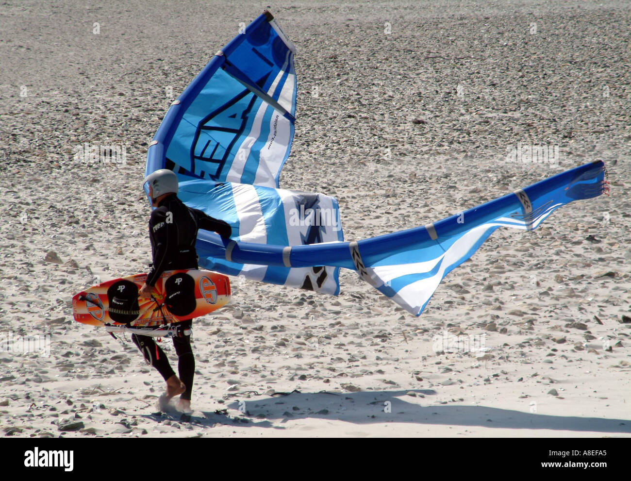 Parasailor on the beach at Bloubergstrand near Cape Town South Africa ...
