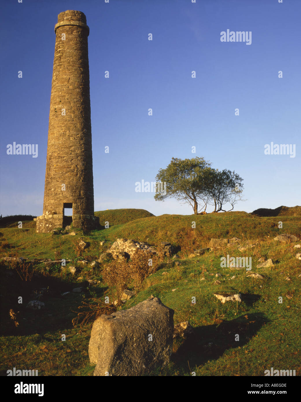 Ruined gunpowder factory chimney Powder Mills Postbridge Dartmoor Devon ...